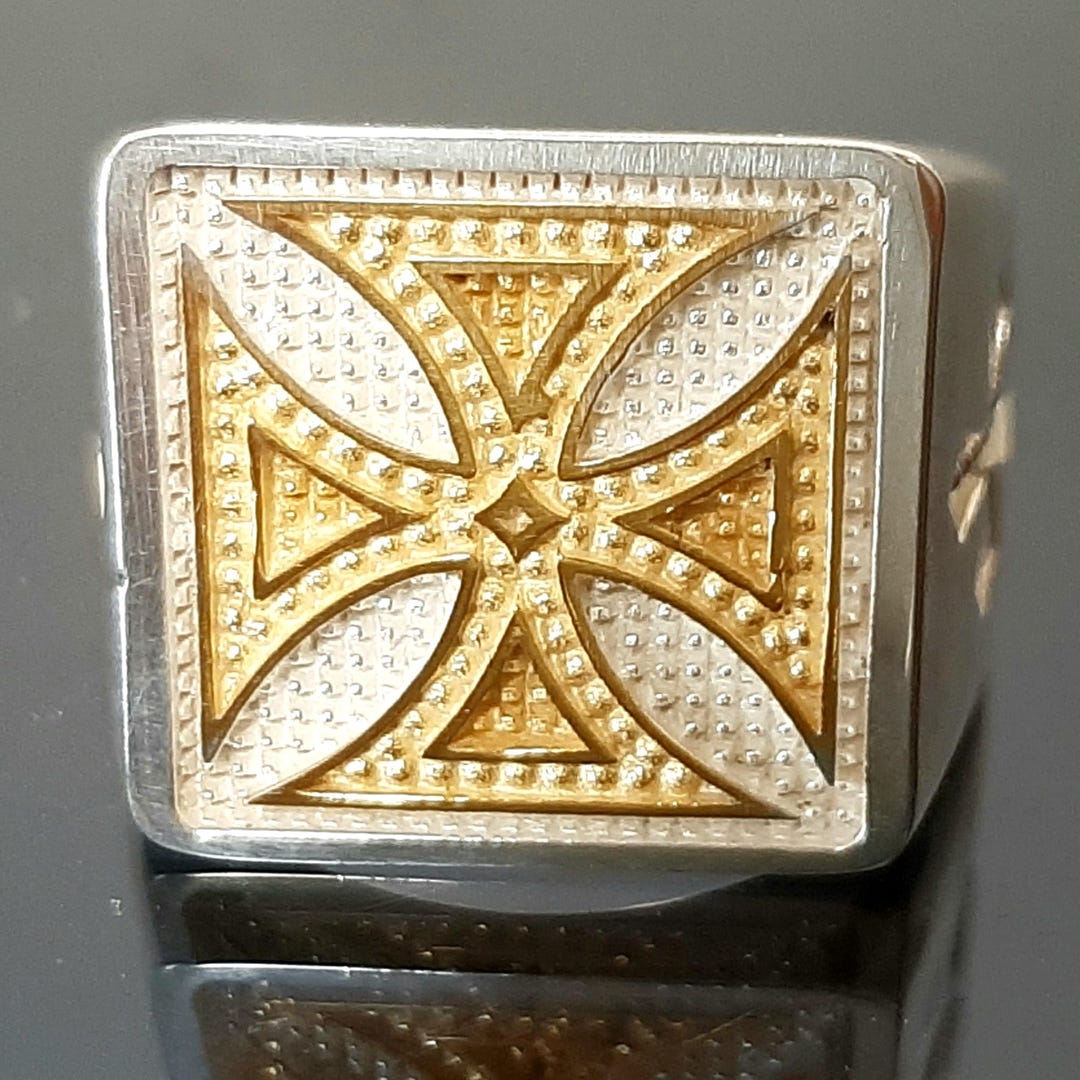 Gold-plated Sterling Silver Templar Ring: Byzantine Knight's Cross - Etsy