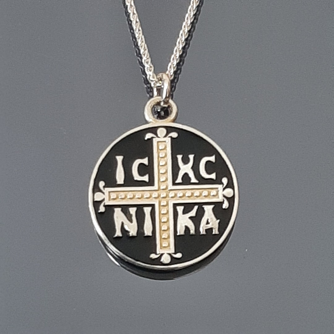 Sterling Silver Christian IC.XC. NIKA Pendant Necklace: Byzantine Greek ...