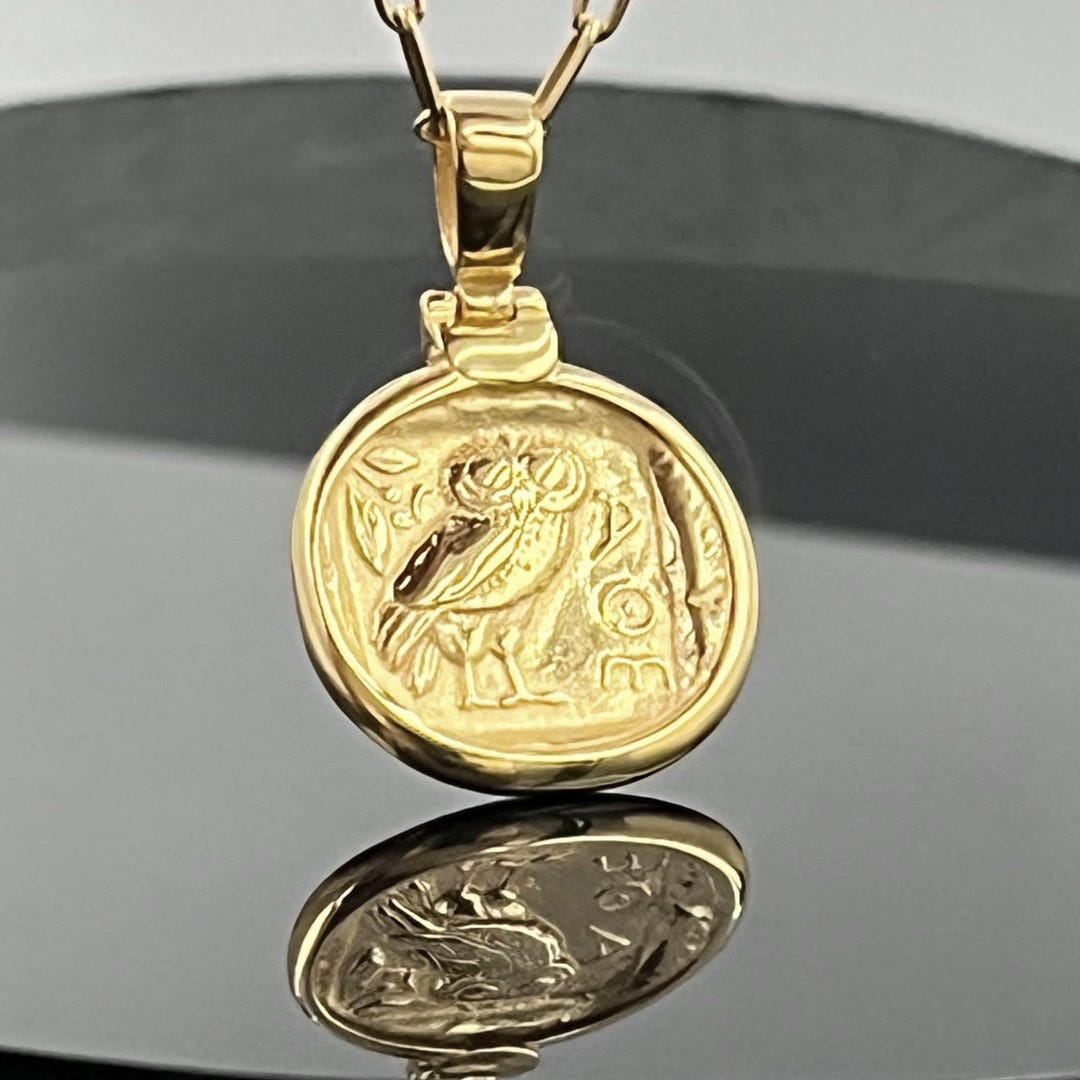 Athena Owl Coin Necklace: Greek Mythology Jewelry (sterling Silver) - Etsy