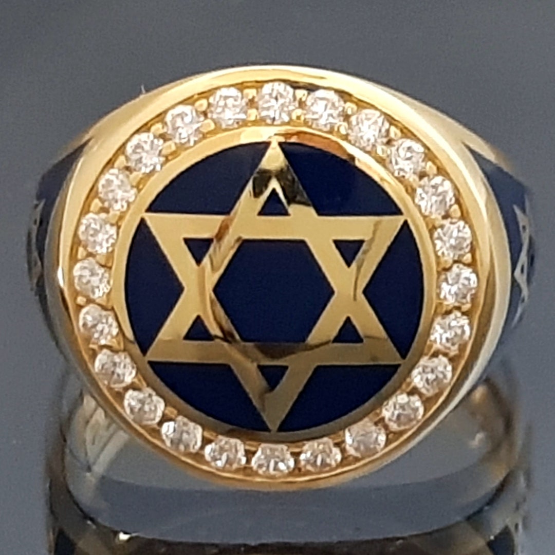 Solid Gold Star of David Ring: Jewish Enamel Shield, Greek Jewelry, Solomon's Shield - Etsy