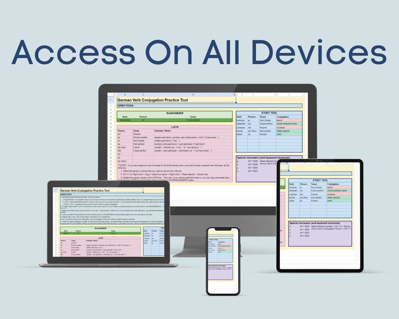 German Verb Conjugation Practice Tool - Etsy