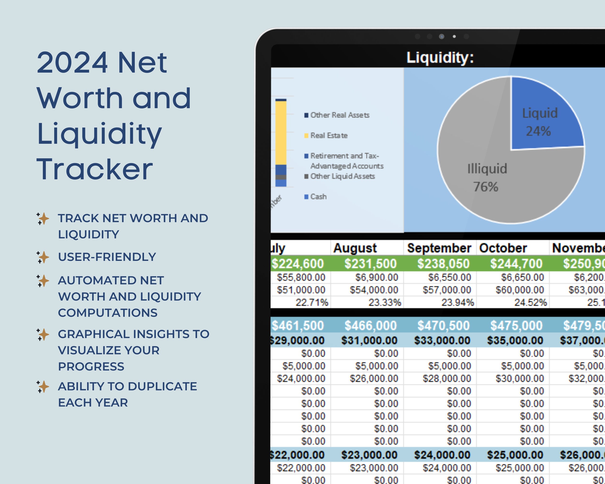 2024 Net Worth and Liquidity Tracker Google Sheets - Etsy