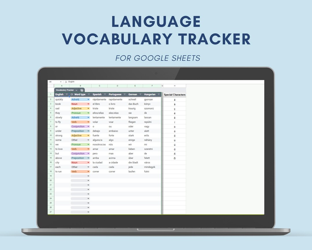 Language Vocabulary Tracker - Etsy