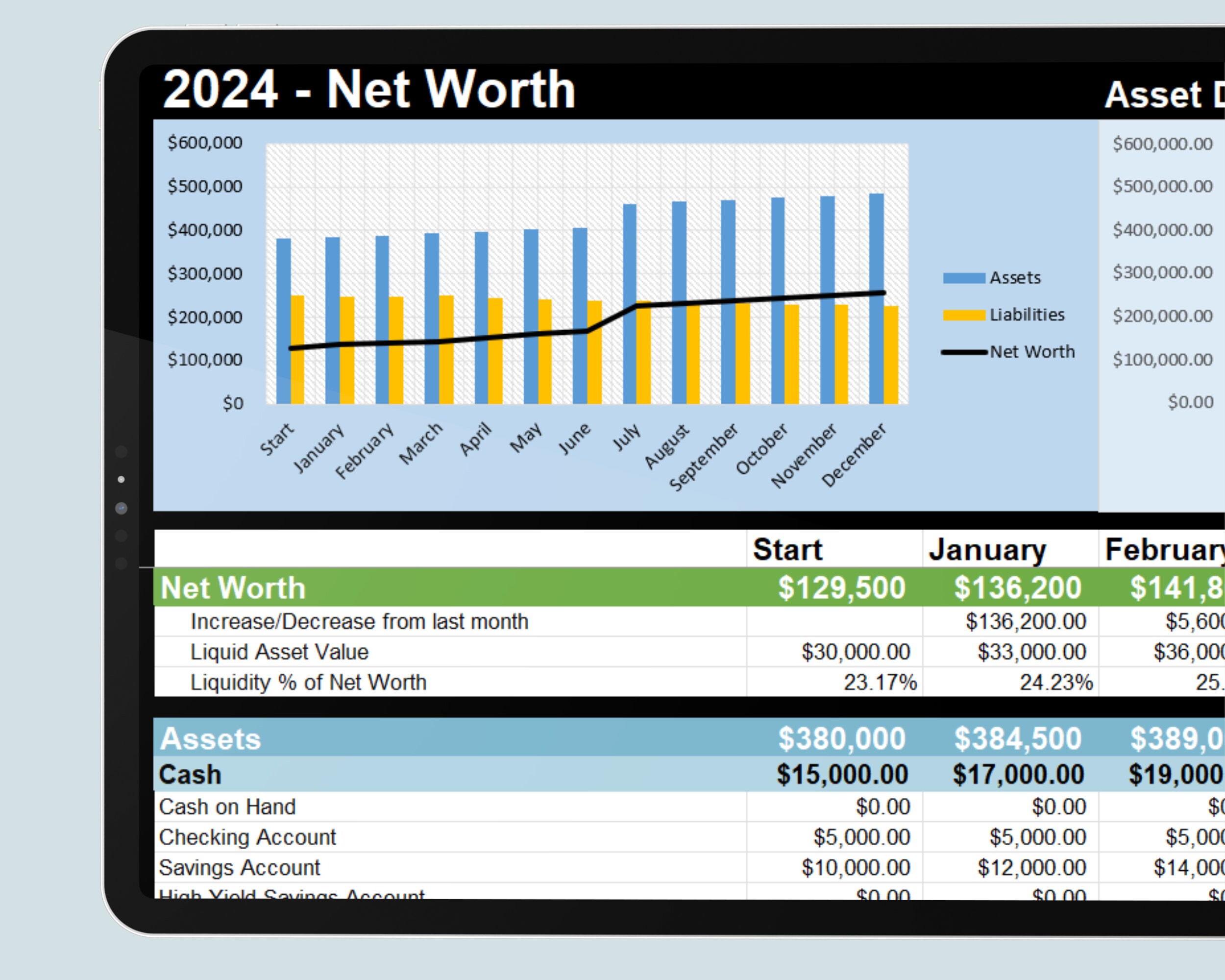 2024 Net Worth and Liquidity Tracker Google Sheets - Etsy