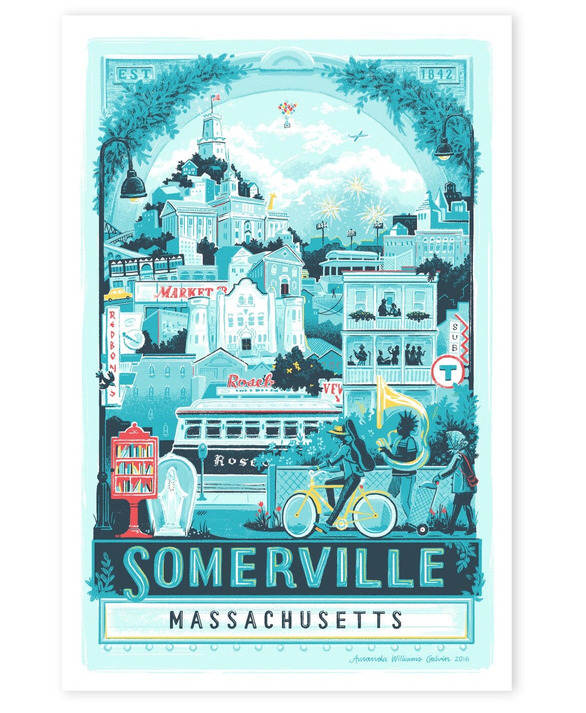 Somerville, MA • Art Print / Poster / Wall Decor - Etsy