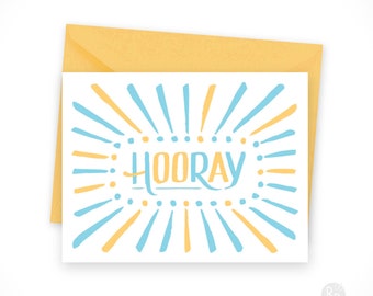 Cheers Hip Hip Hooray & Yay Single Card | Etsy