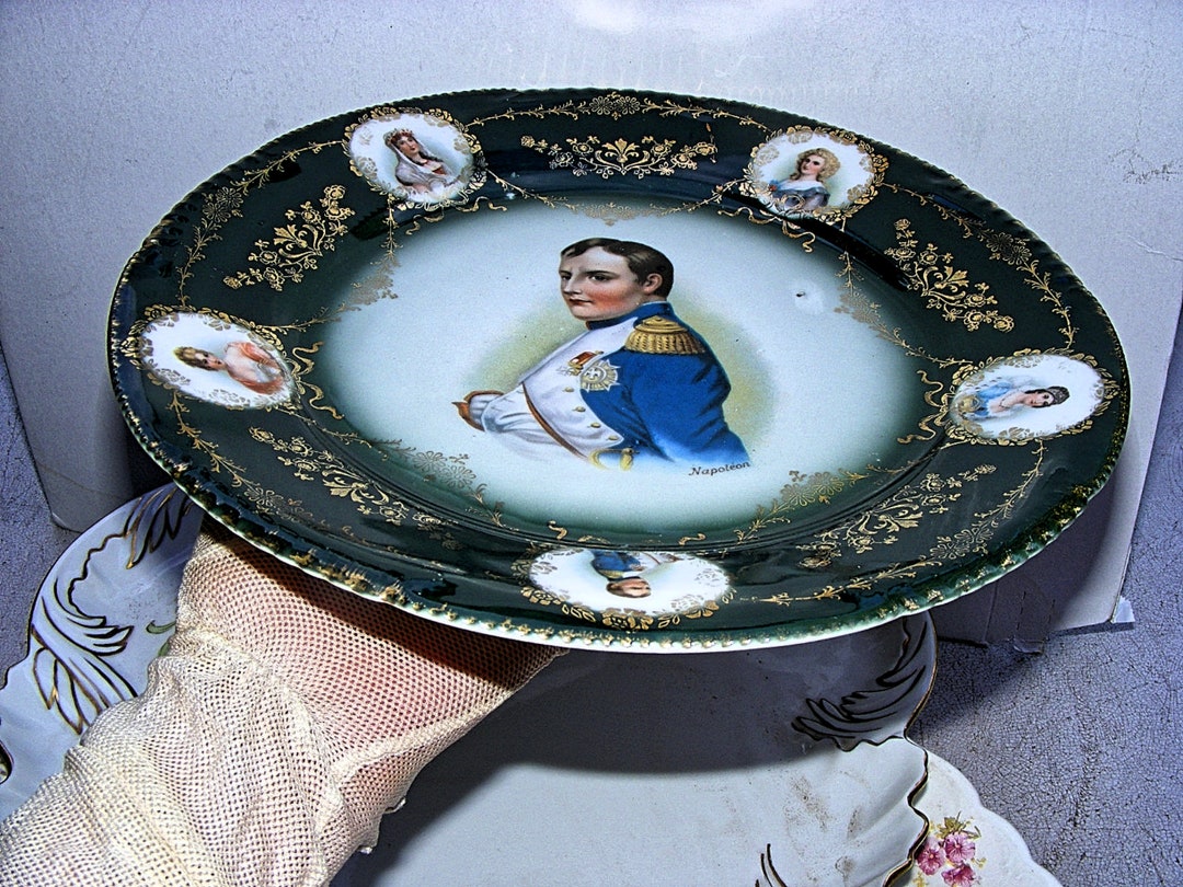 Antique Plate NAPOLEON BONAPARTE / Battle Waterloo / Miniature Cameos ...