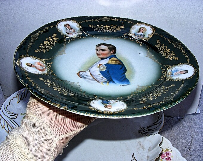Antique Plate NAPOLEON BONAPARTE / Battle Waterloo / Miniature Cameos ...