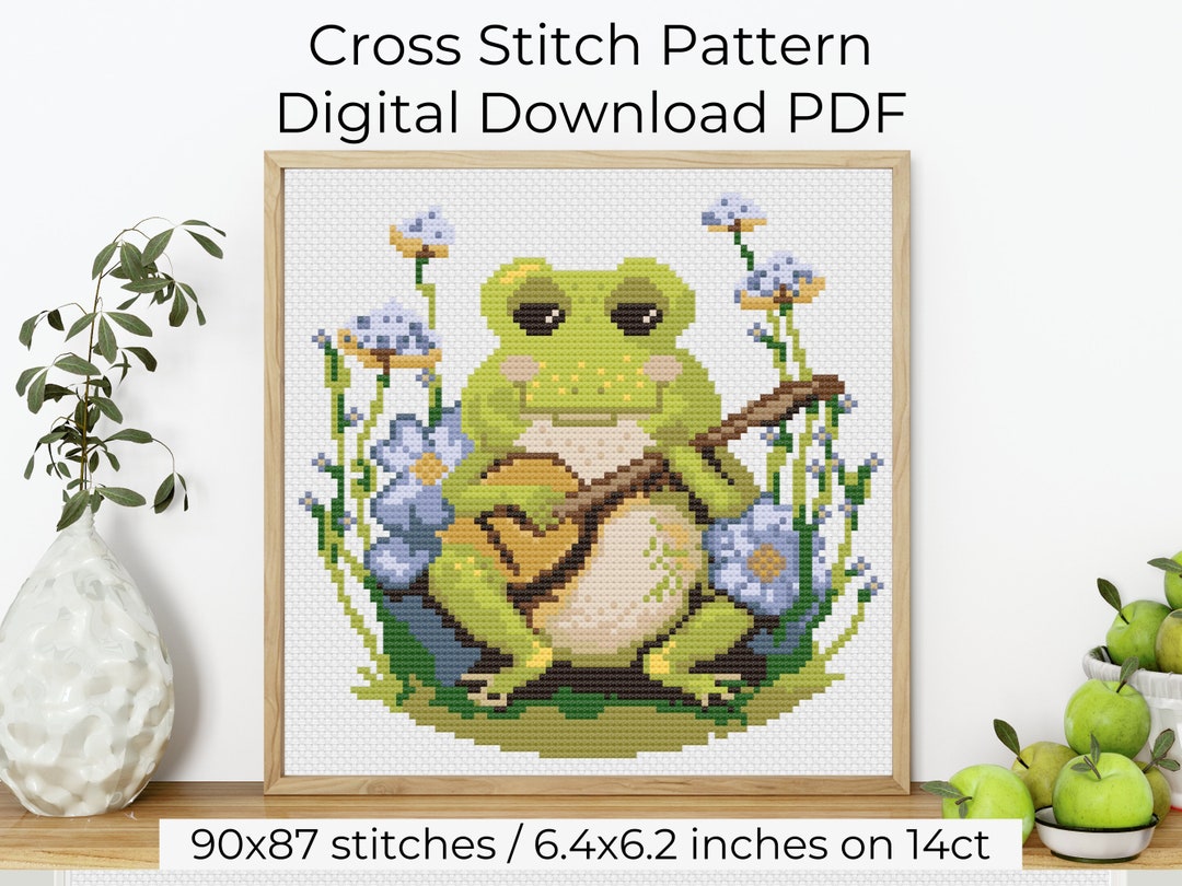 Frog Cross Stitch Pattern PDF Digital Download, Easy X-stitch of Cute ...