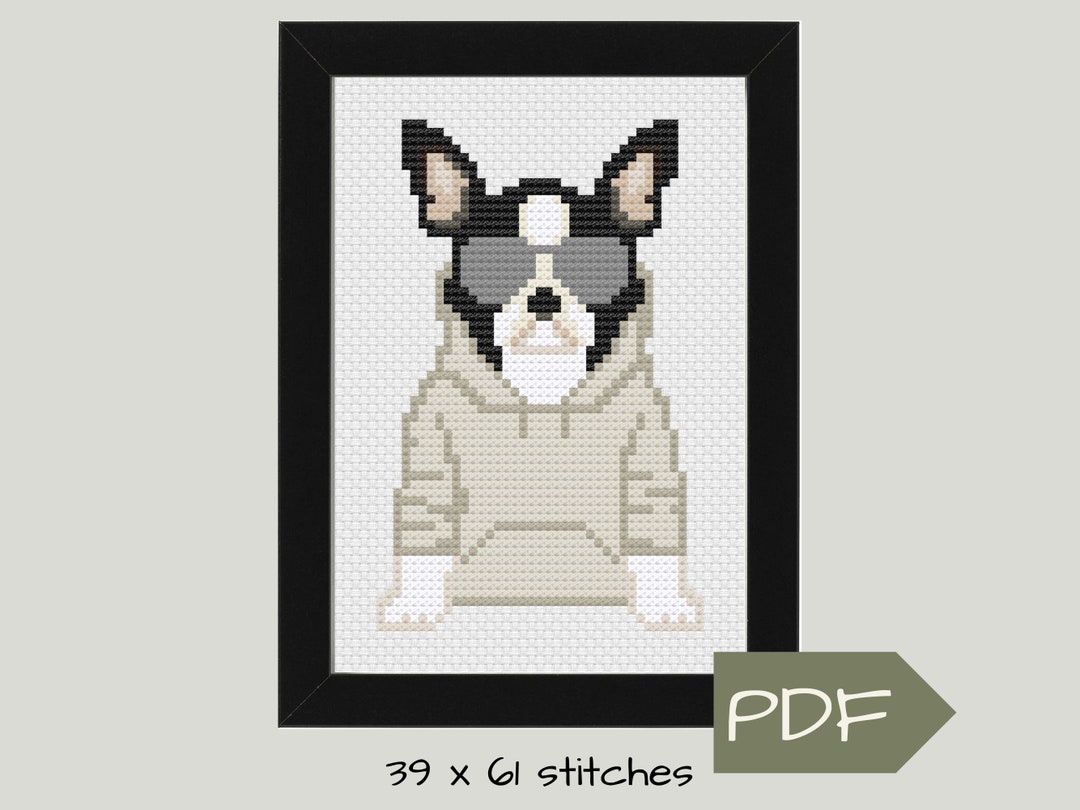 Boston Terrier Cross Stitch Pattern PDF, Simple Needle Craft Pattern ...