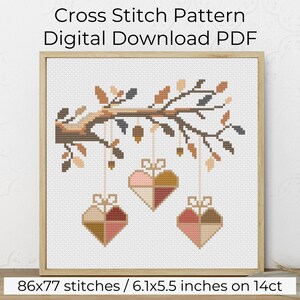Cross Stitch PDF Pattern Digital Download of Stained Glass Hearts ...
