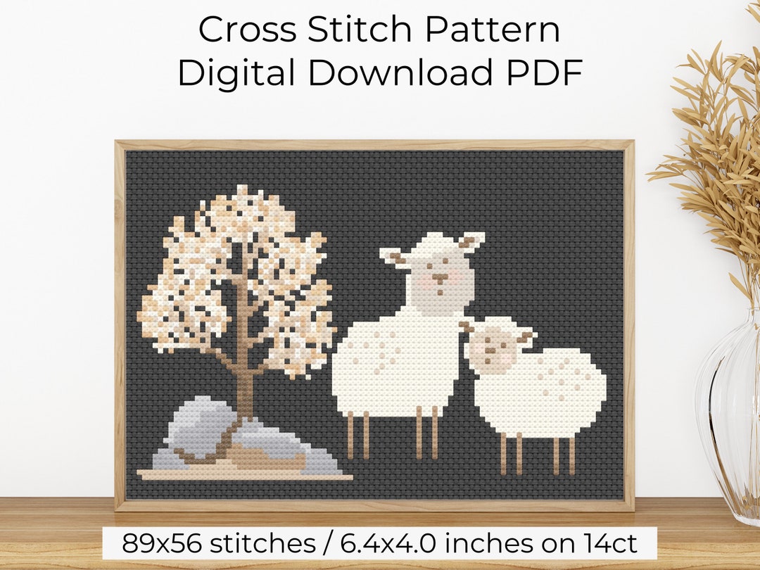 Sheep Cross Stitch Pattern PDF Digital Download, Cute Farm Animal ...