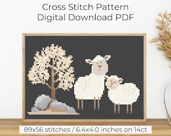 SHEEP Cross Stitch Pattern, PDF Digital Download, Cute, Animal, Farm ...