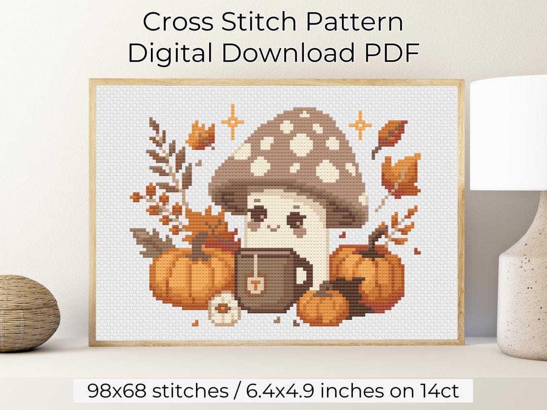 Fall Cross Stitch Pattern PDF Digital Download, Cute Autumn Aesthetic ...