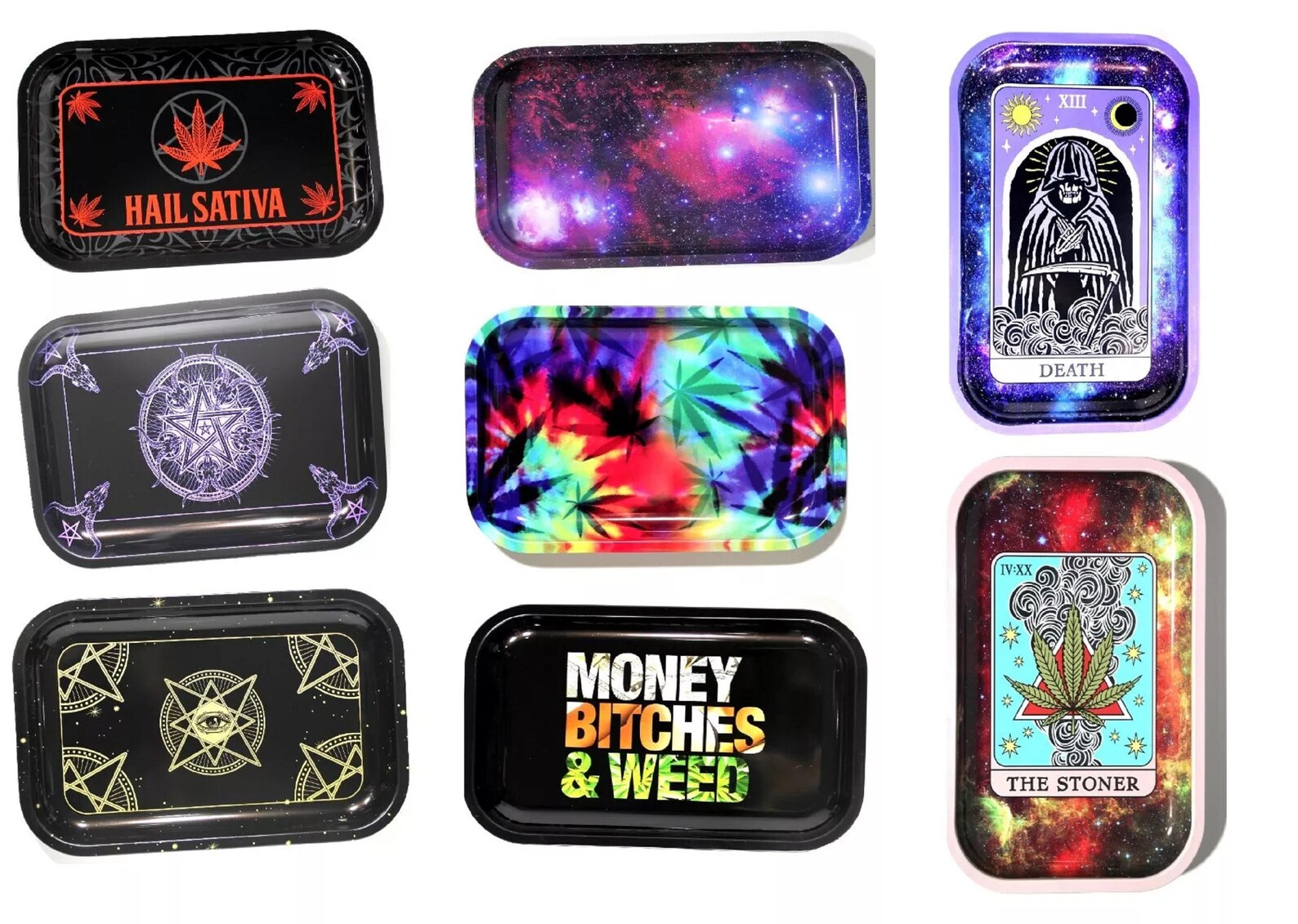 Decorative Premium Metal Rolling & Serving Tray 8 Unique Designs - 11x7 ...