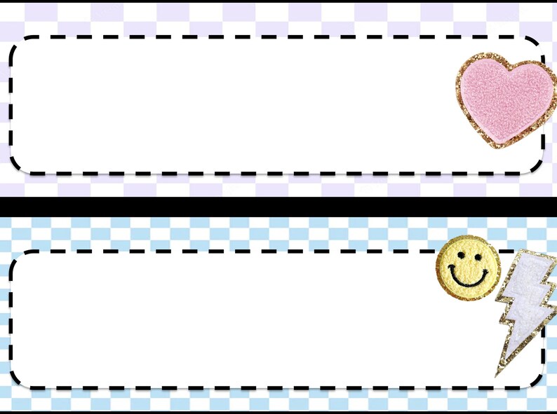 Pastel Sugar Pop Desk Name Tags Chenille Patches Desk Name Tags Digital ...