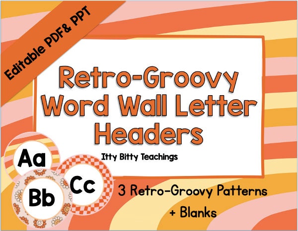Retro Groovy Word Wall Letter | Classroom Decor | Digital Download - Etsy