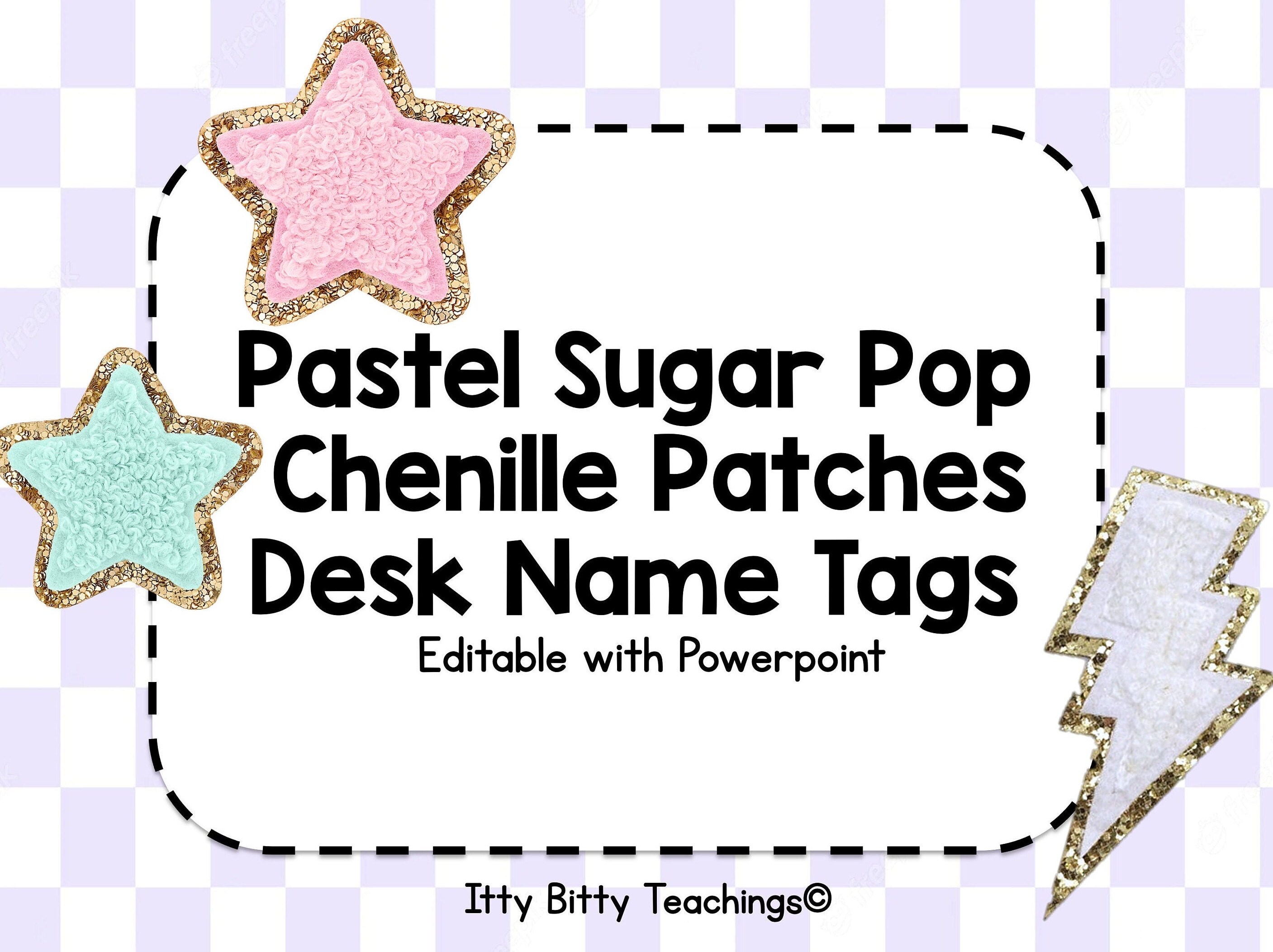 Pastel Sugar Pop Desk Name Tags Chenille Patches Desk Name Tags Digital ...