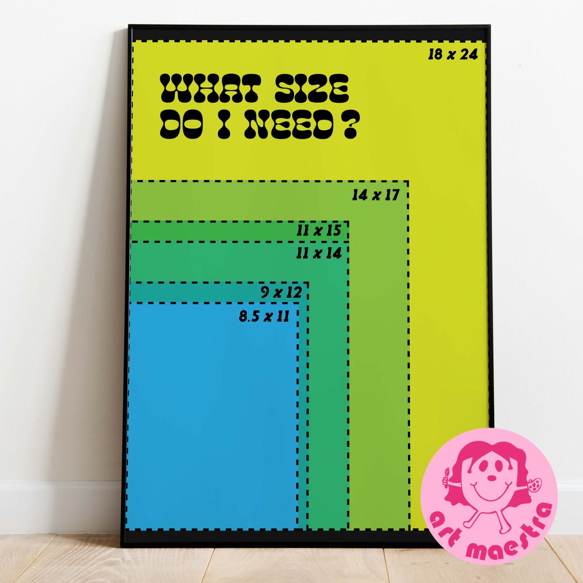 Paper Size Chart Poster: Art Classroom Decor (18x24 PDF) - Etsy