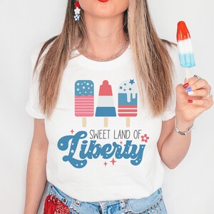 Sweet Land of Liberty Treats 4th of July Shirt - Retro Patriotic Shirt ...