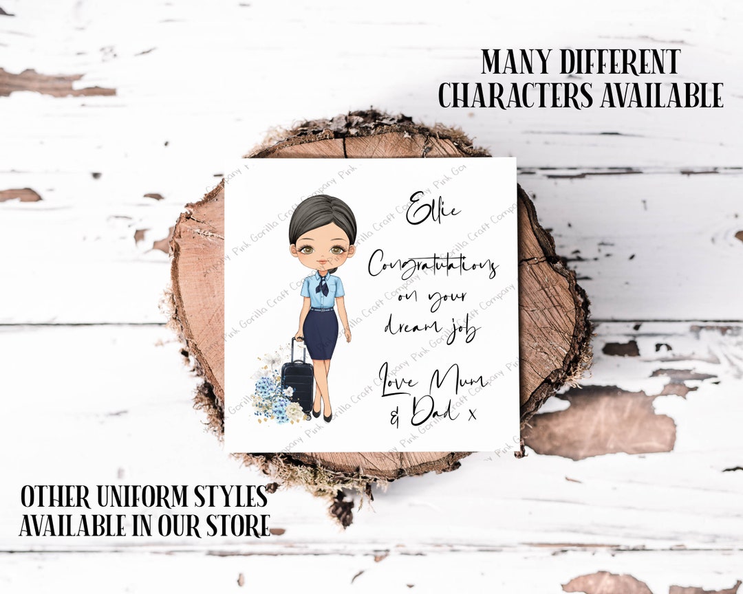 Flight Attendant, Air Hostess, Card for Flight Attendant, Card for Air ...