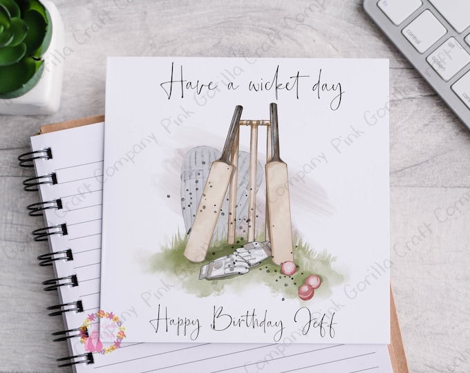 Cricket Birthday Card -paper Cut Cricketer - Handmade Greeting 80th ...