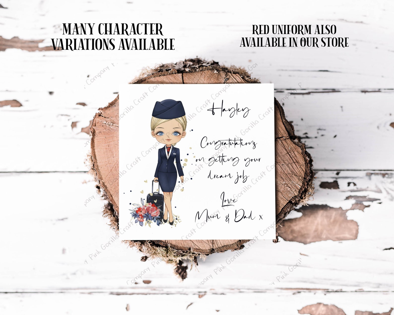 Flight Attendant, Air Hostess, Card for Flight Attendant, Card for Air ...