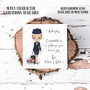 Flight Attendant, Air Hostess, Card for Flight Attendant, Card for Air ...