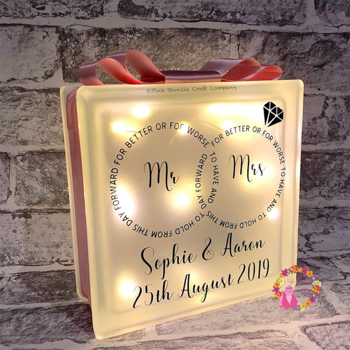 Glass Light Block / Night Light / Glass Block | Etsy