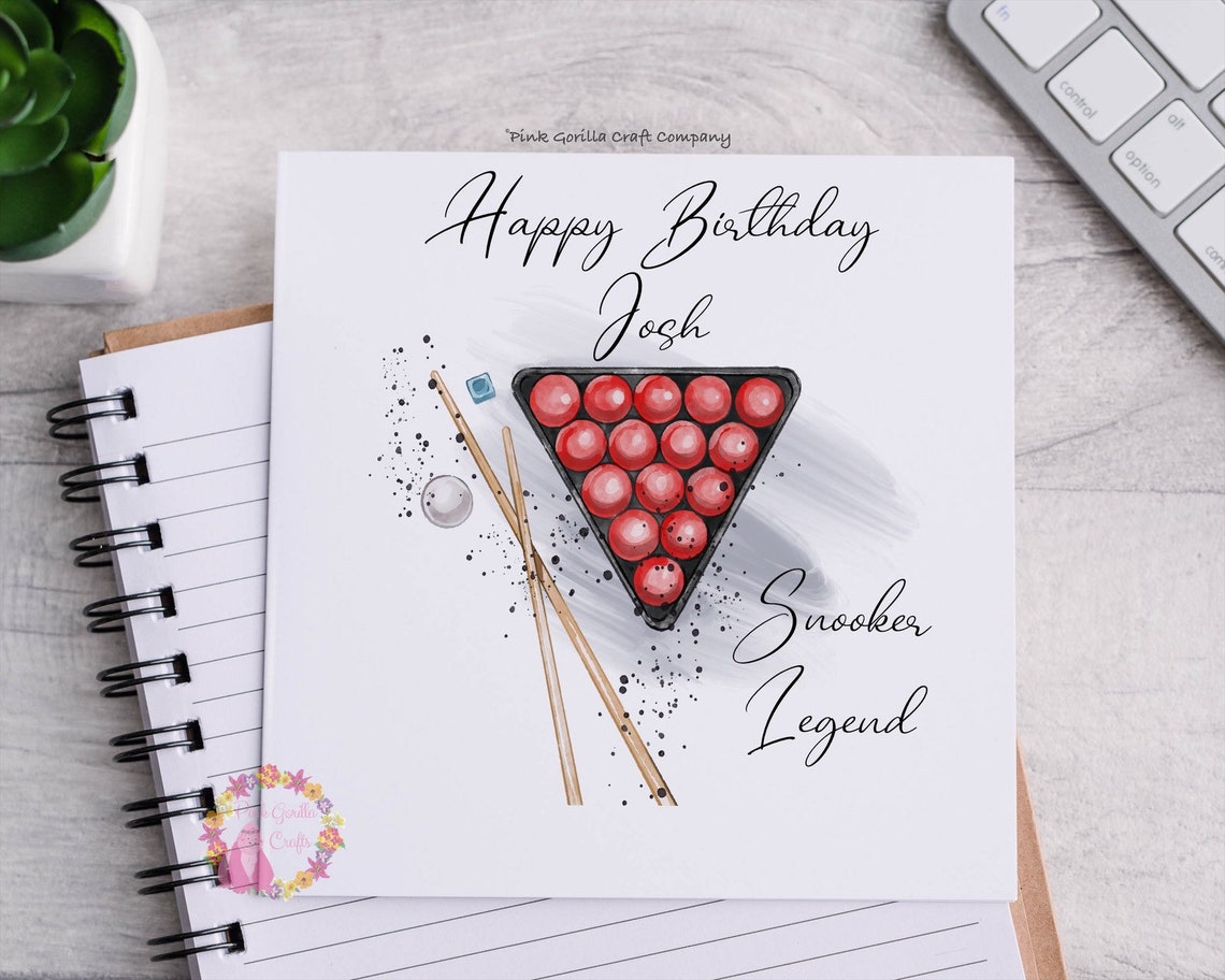 Birthday Card, Snooker Greeting Card, Snooker Birthday, Snooker ...