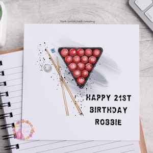 Birthday Card, Snooker Greeting Card, Snooker Birthday, Snooker ...