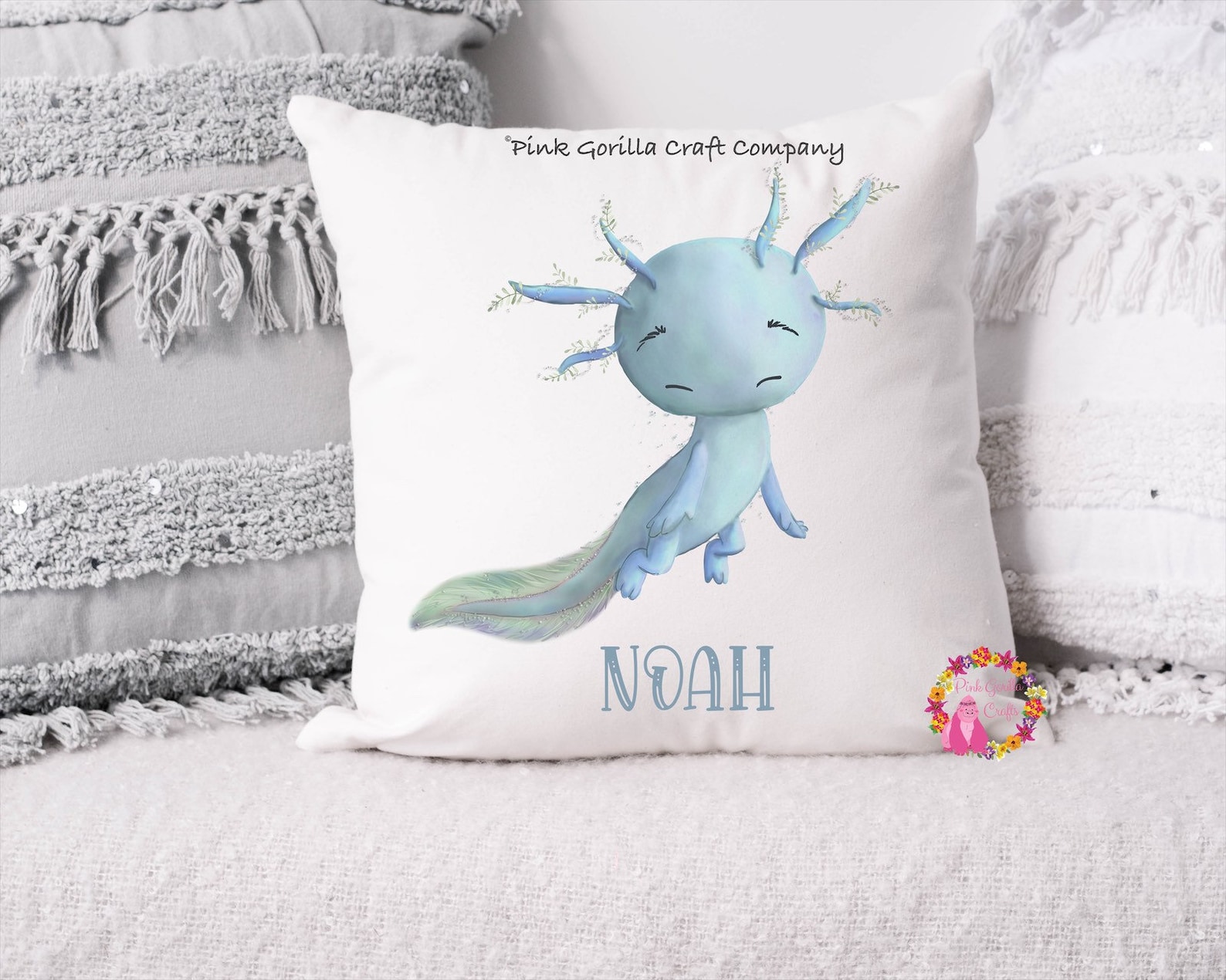 Axolotl Cushion, Axolotl Pillow, Axolotl, Axolotl Gift, Blue Axolotl ...