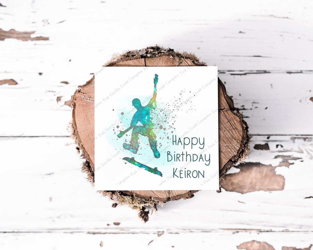 Birthday Card, Skateboarder Greeting Card, Skateboard Birthday, Card ...