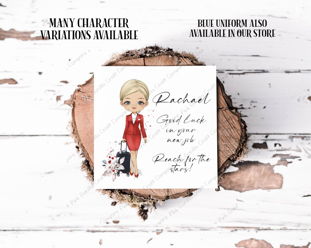 Flight Attendant, Air Hostess, Card for Flight Attendant, Card for Air ...