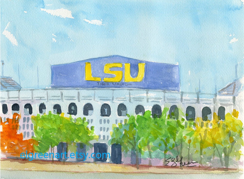 LSU louisiana State University Note Cards With Envelopes. Giclée Prints ...
