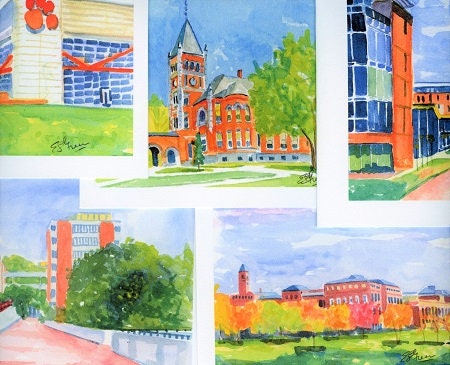 Clemson University Note Cards With Envelopes. Giclée Prints - Etsy