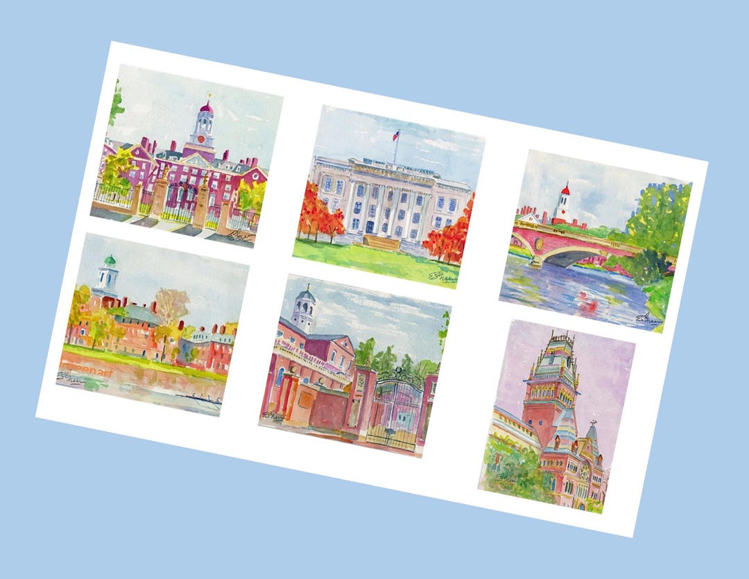 Harvard Note Cards With Envelopes. Giclée Prints and Collages Available ...