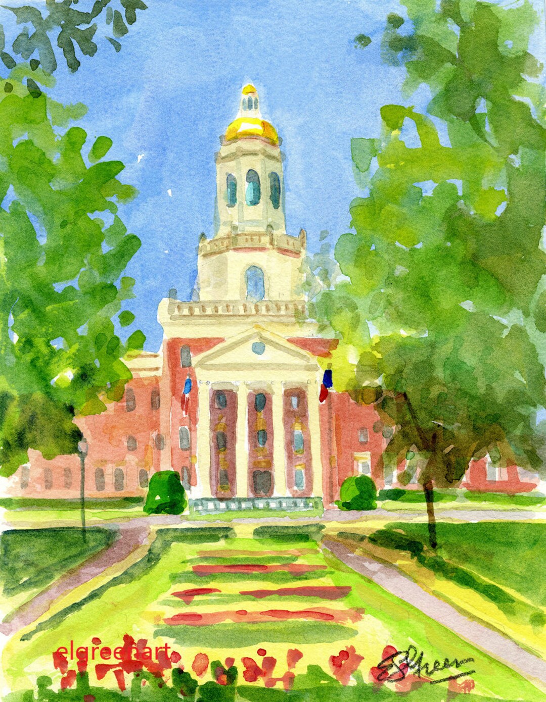 Art Depicting Neff Hall at Baylor University. Note Cards With Envelopes ...