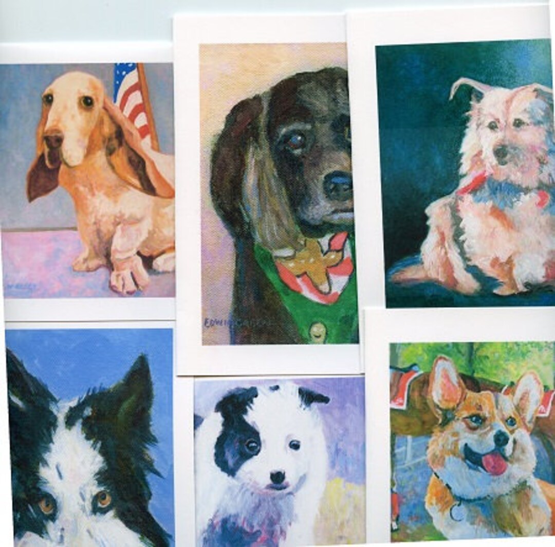Dog Note Cards with Envelopes. 6 Cards, Blank Inside, Description on ...