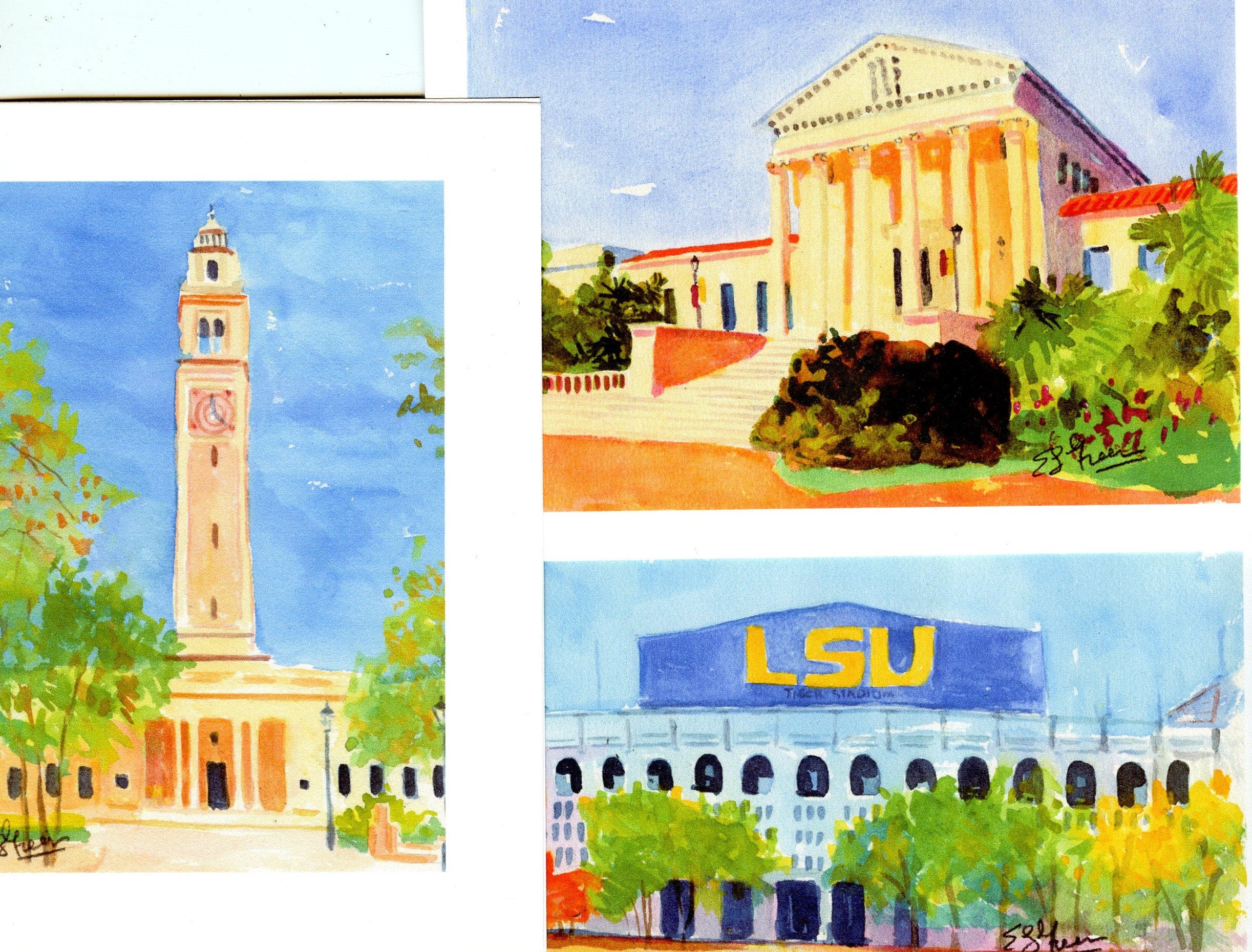 LSU louisiana State University Note Cards With Envelopes. Giclée Prints ...
