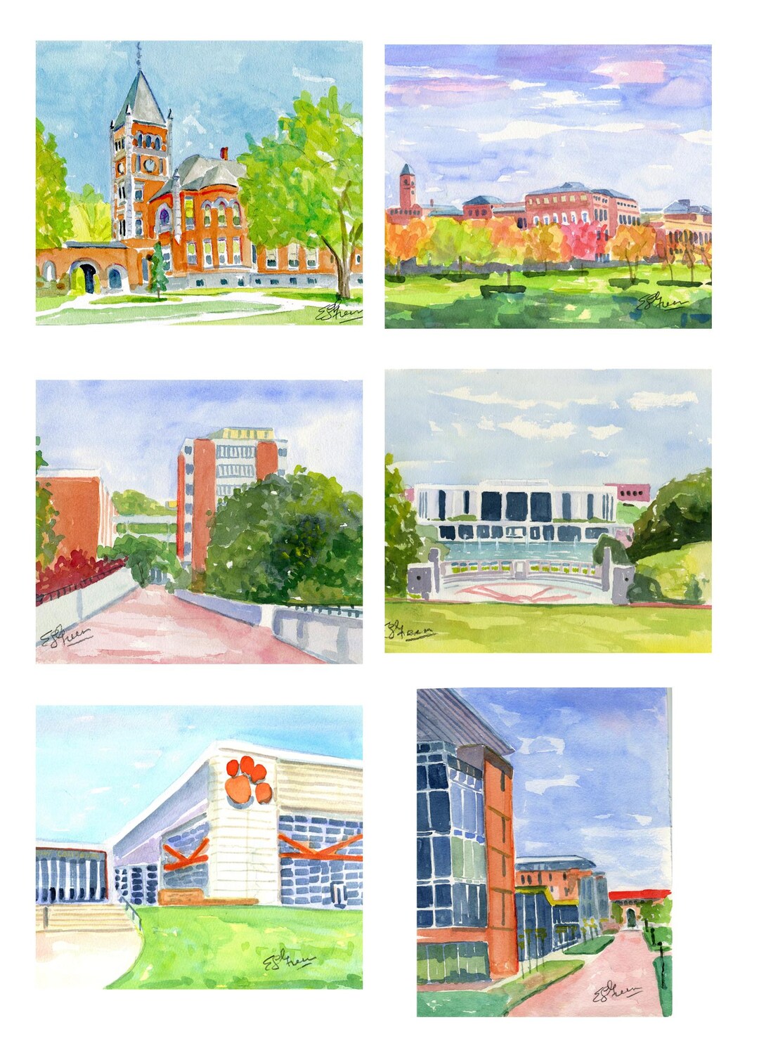 Clemson University Note Cards With Envelopes. Giclée Prints and ...