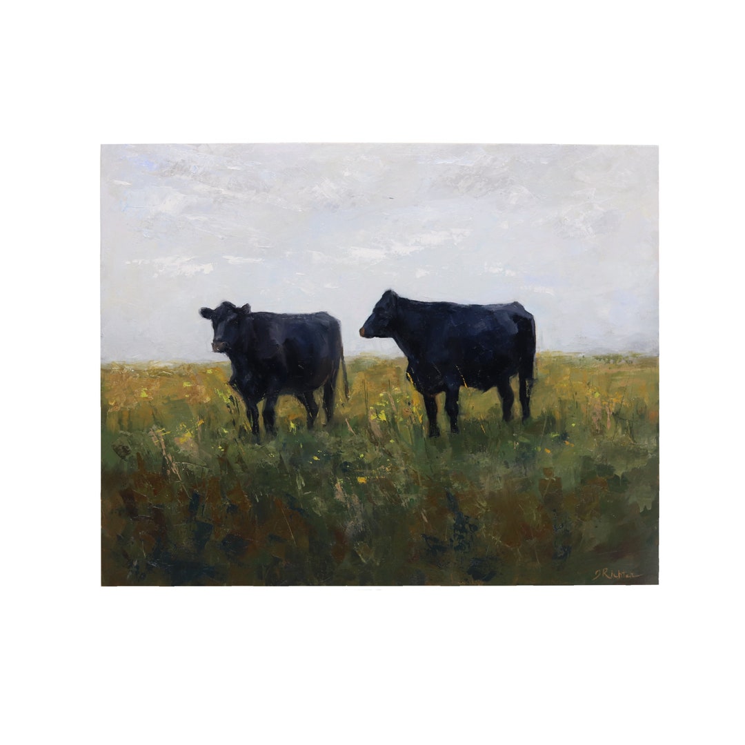 Black Angus Cows 20 Original Oil Painting Farmhouse Art 11x14 - Etsy