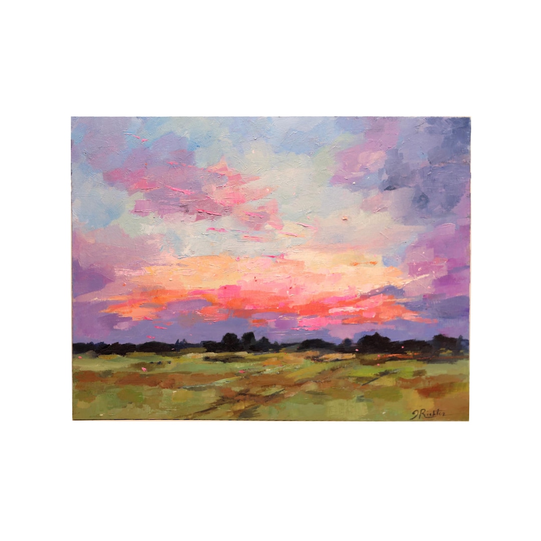 Sunset Abstract Landscape 32 Original Oil Painting 8x10 on Cradled ...