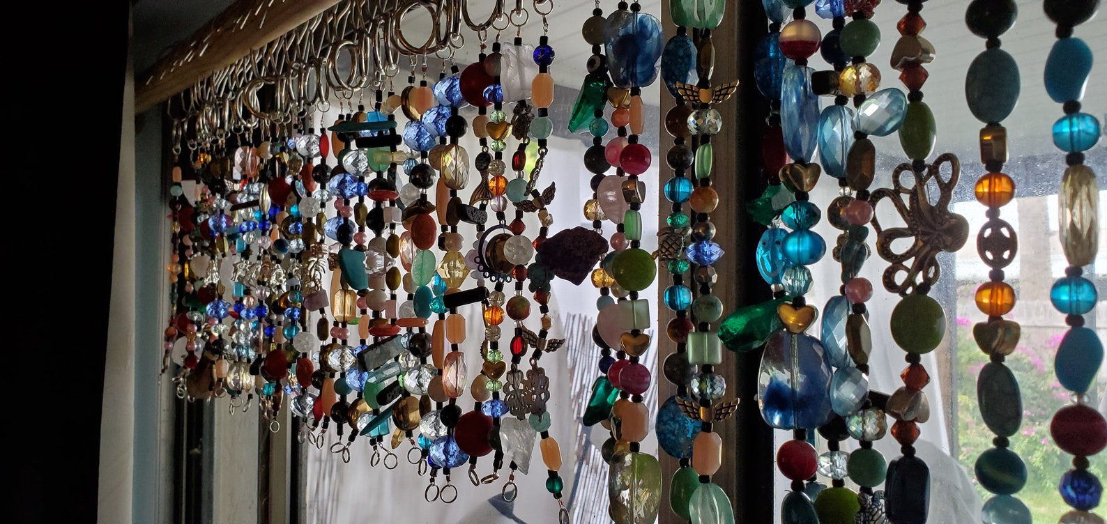Bead Curtain Valance Made With Authentic Gemstones and Glass - Etsy