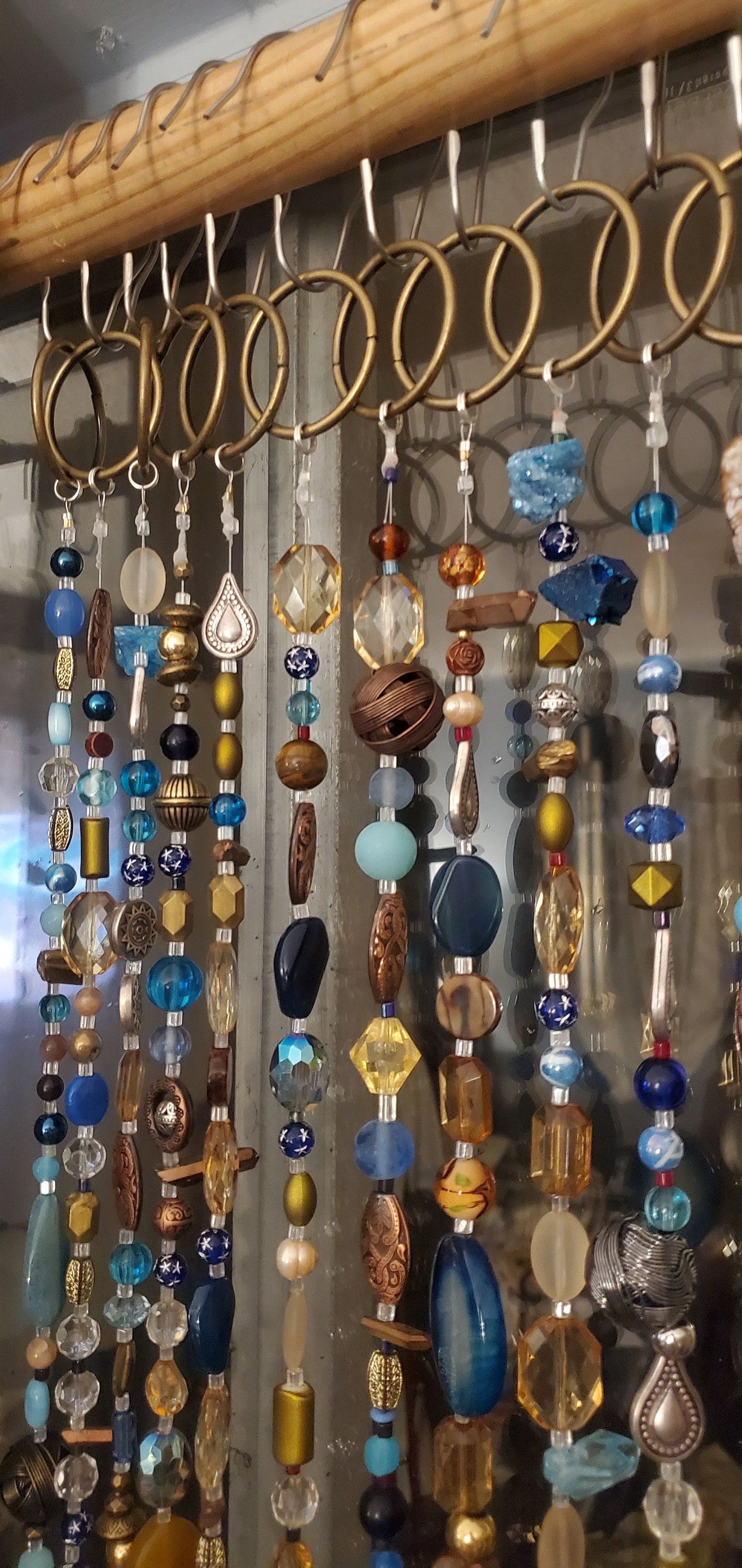 Bead Valance Curtain Natural Gemstone Glass & Metal Sun - Etsy