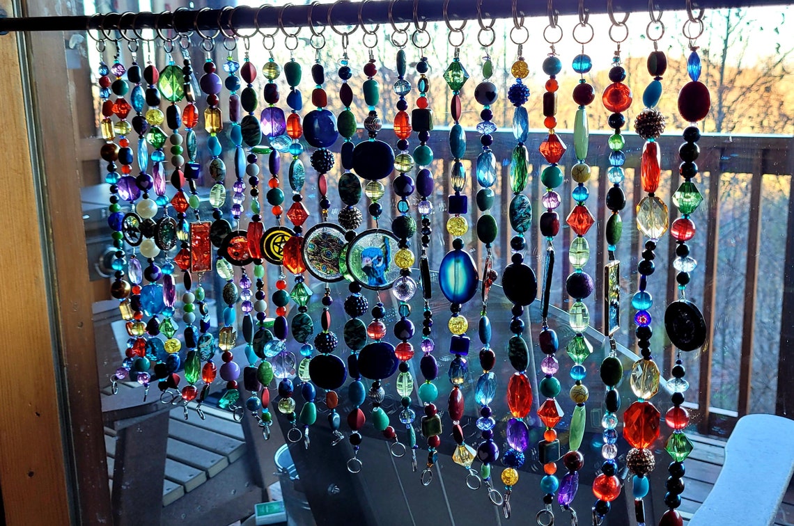 Bead Valance Curtain Natural Gemstone Glass & Metal Sun - Etsy