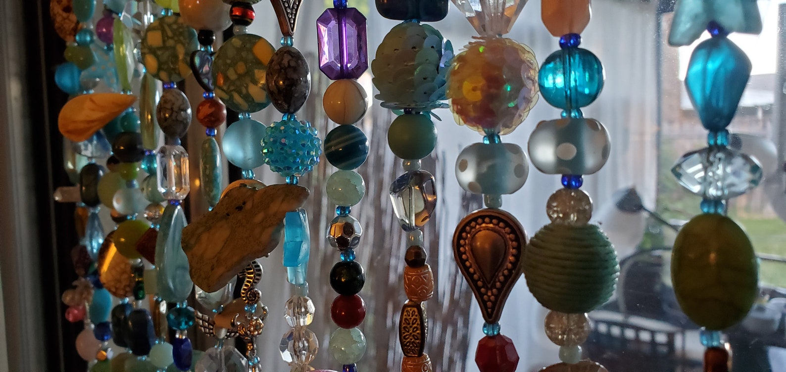 Bead Curtain Valance Made With Authentic Gemstones and Glass - Etsy