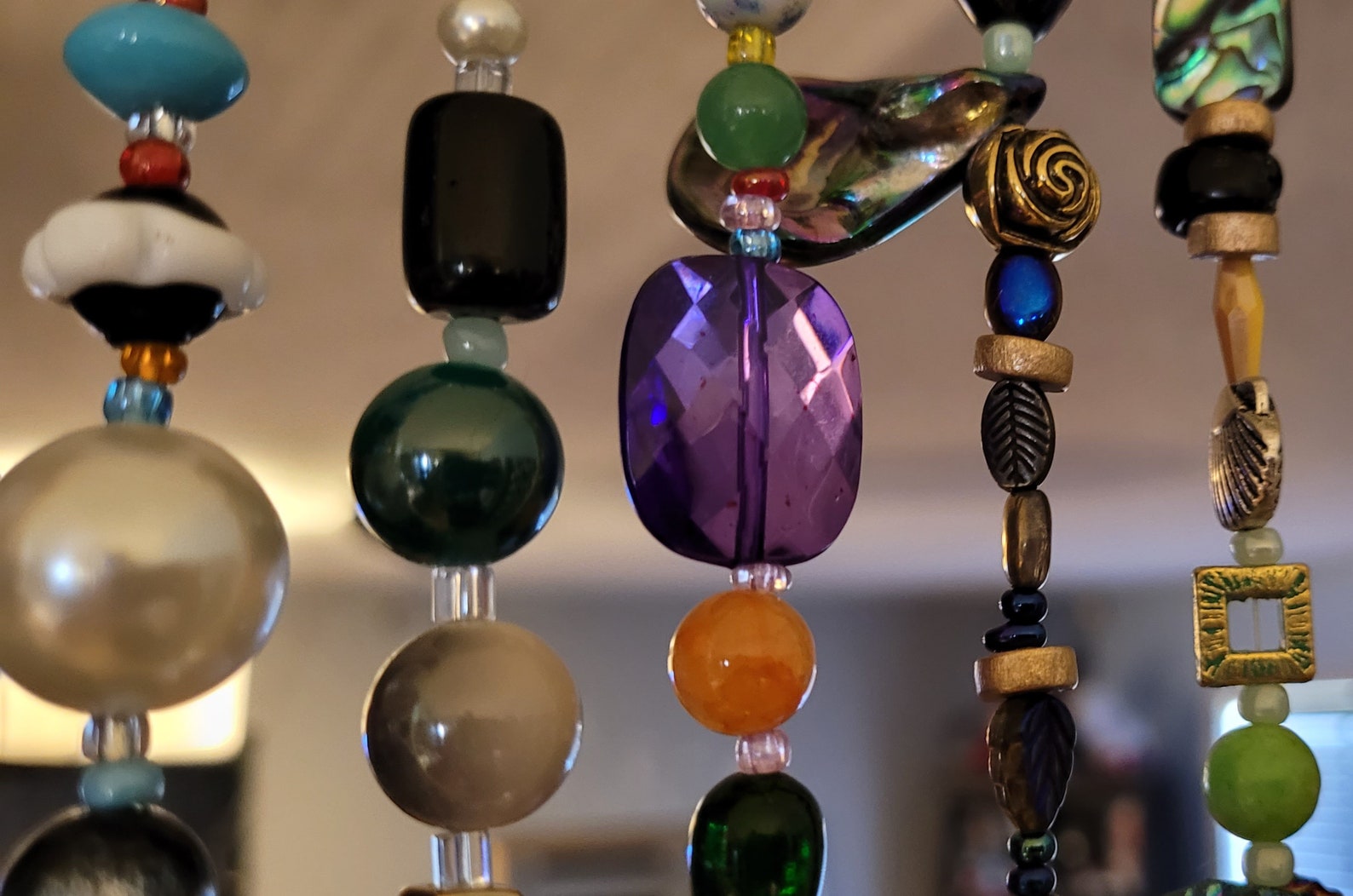 Bead Valance Curtain Natural Gemstone Glass & Metal Sun - Etsy