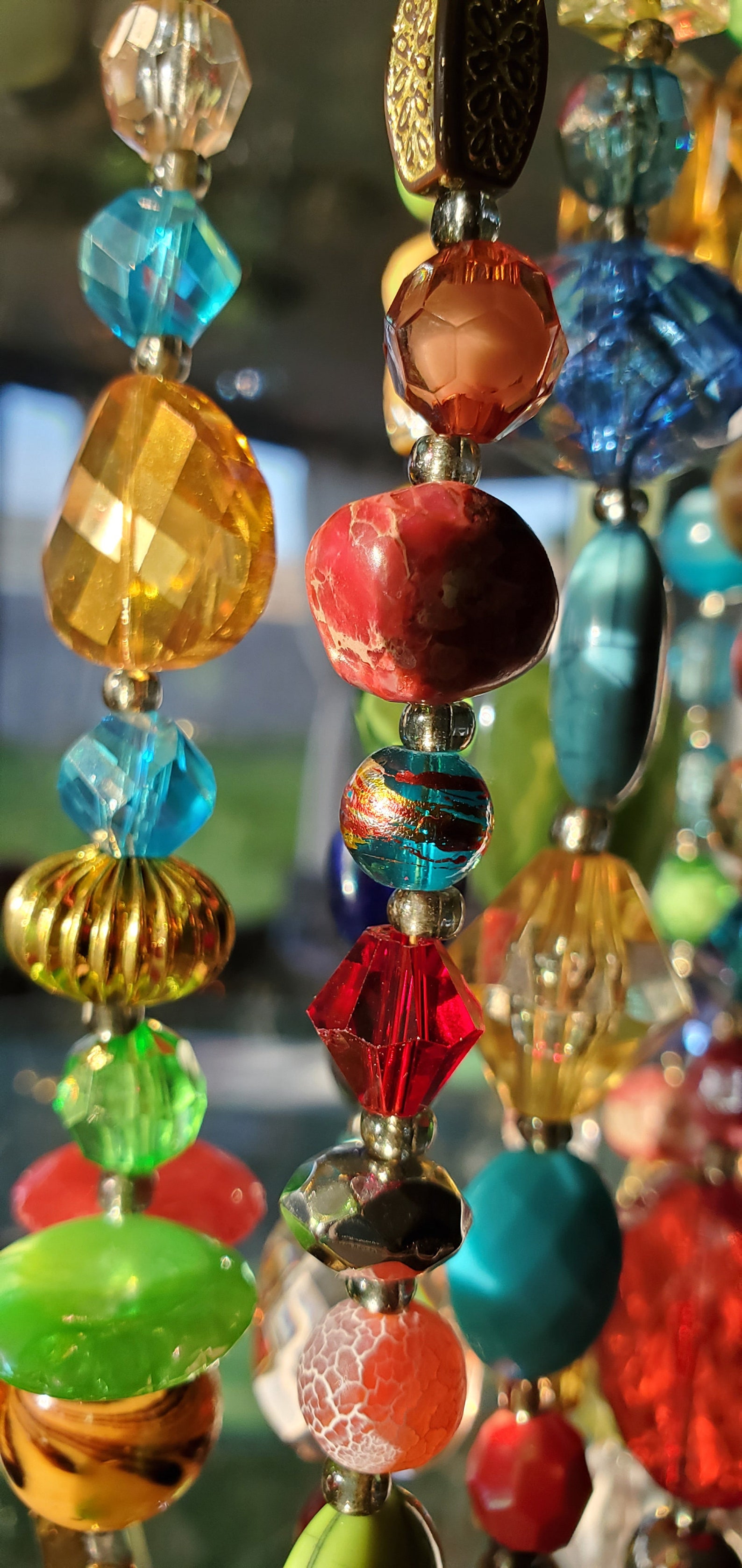 Bead Valance Curtain Natural Gemstone Glass & Metal Sun - Etsy