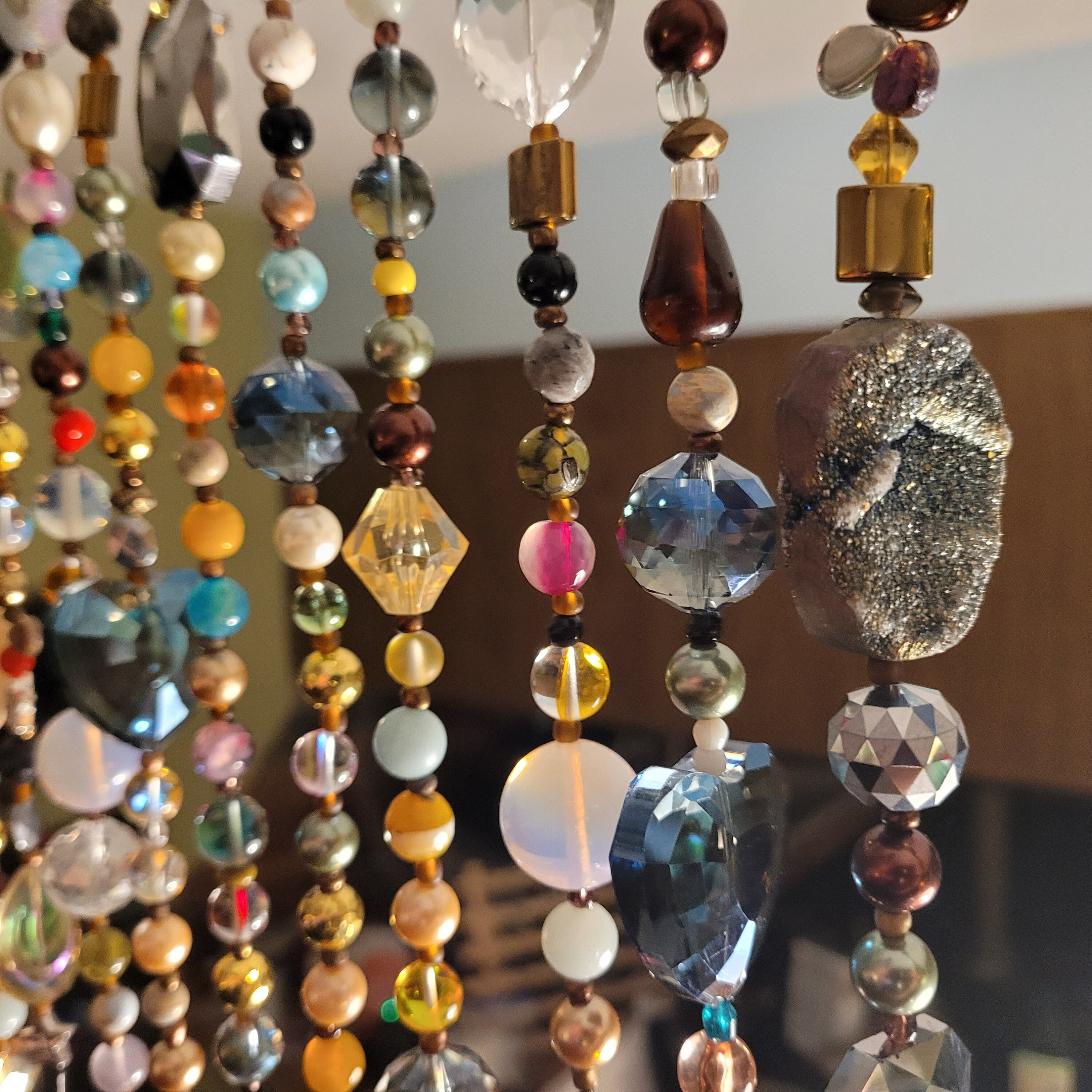 Beaded Curtain Sun Catcher Window Gemstone Glass Colorful Hippie ...